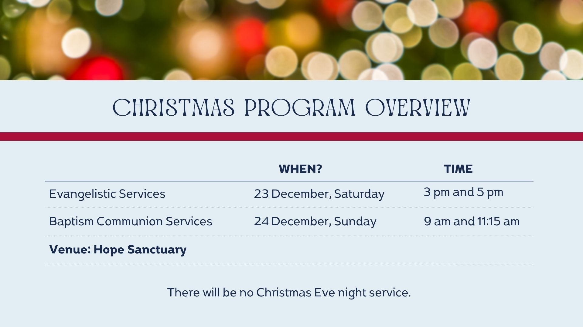 Christmas Program Overview